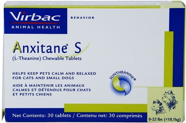 VIRBAC Anxitane (L-Theanine) Small Chewable Dog & Cat Tablets, 30 count ...