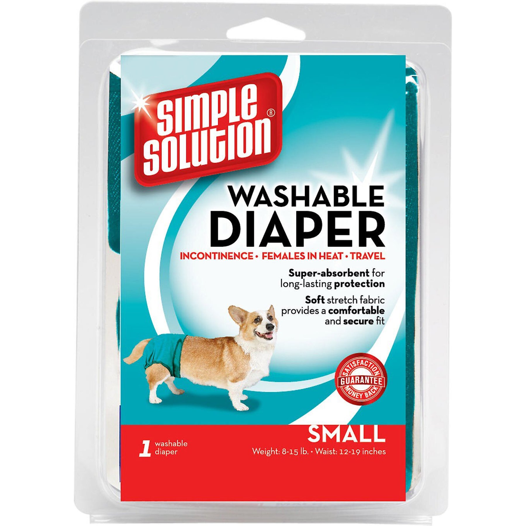 SIMPLE SOLUTION Washable Female Dog Diaper, Small: 12 to 19-in waist ...