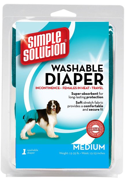 SIMPLE SOLUTION Washable Female Dog Diaper, Medium: 15 to 23-in waist ...