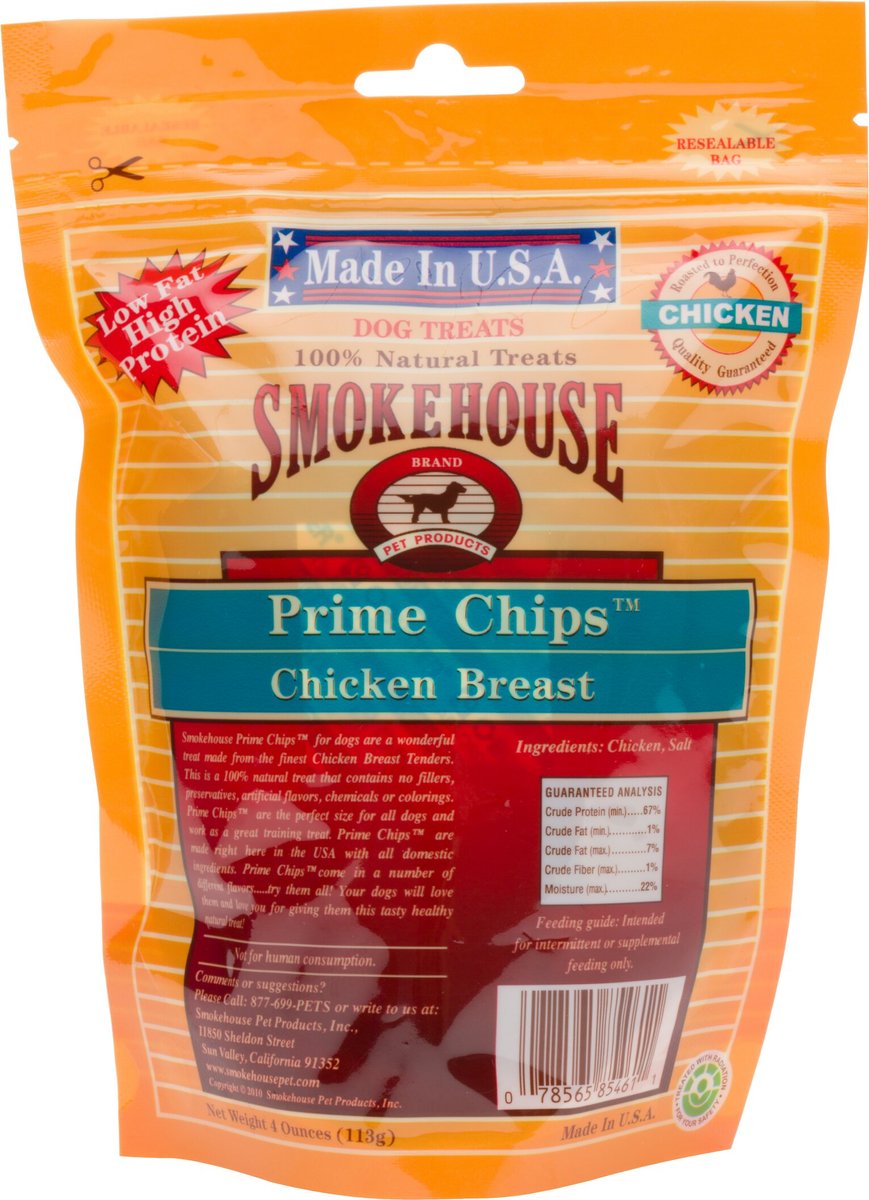 SMOKEHOUSE USA Chicken Breast Prime Chips Dog Treats, 4-oz bag - Chewy.com