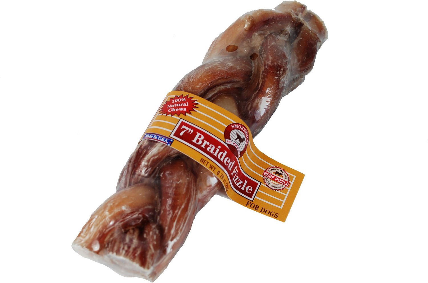 SMOKEHOUSE USA 7" Braided Pizzle Sticks Dog Treats, 7-in chew, 1 count ...