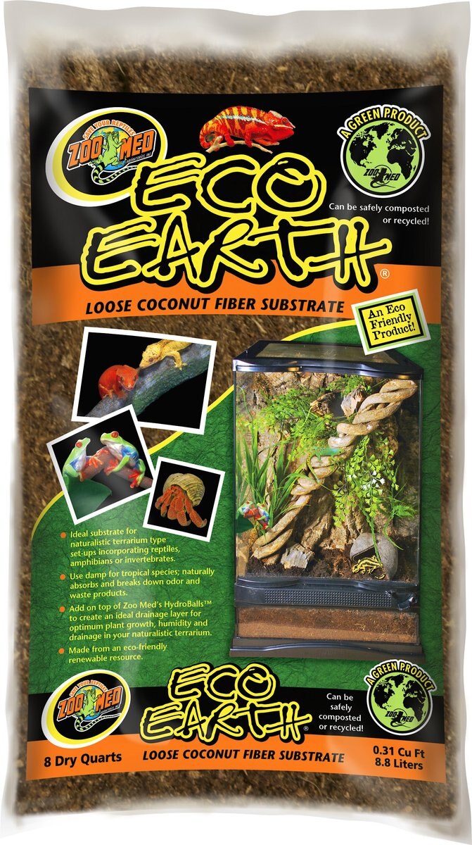 ZOO MED Eco Earth Loose Coconut Fiber Reptile Substrate, 8-qt bag ...
