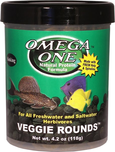 OMEGA ONE Sinking Veggie Rounds Freshwater & Saltwater Fish Food, 4.2 ...
