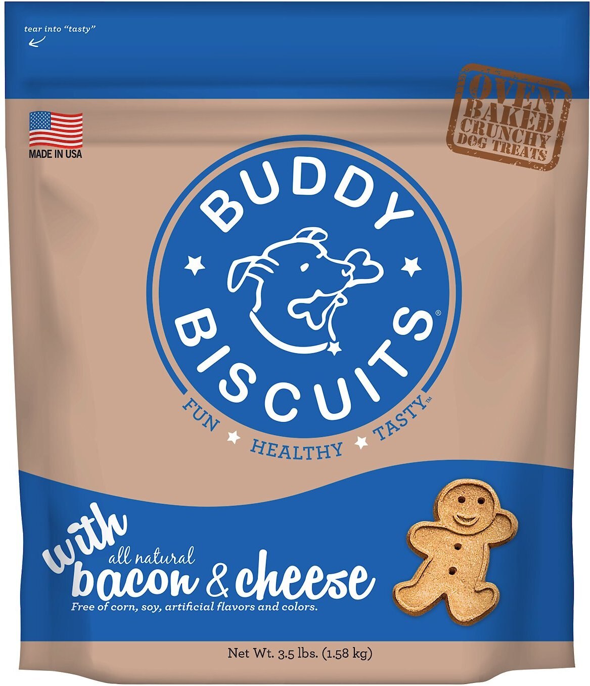 BUDDY BISCUITS with Bacon & Cheese Oven Baked Dog Treats, 3.5-lb bag ...
