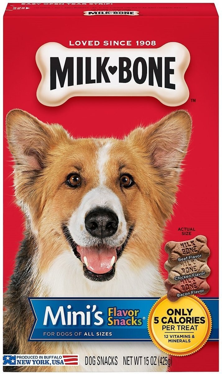 MILK-BONE Mini's Flavor Snacks Beef, Chicken & Bacon Flavored Biscuit ...