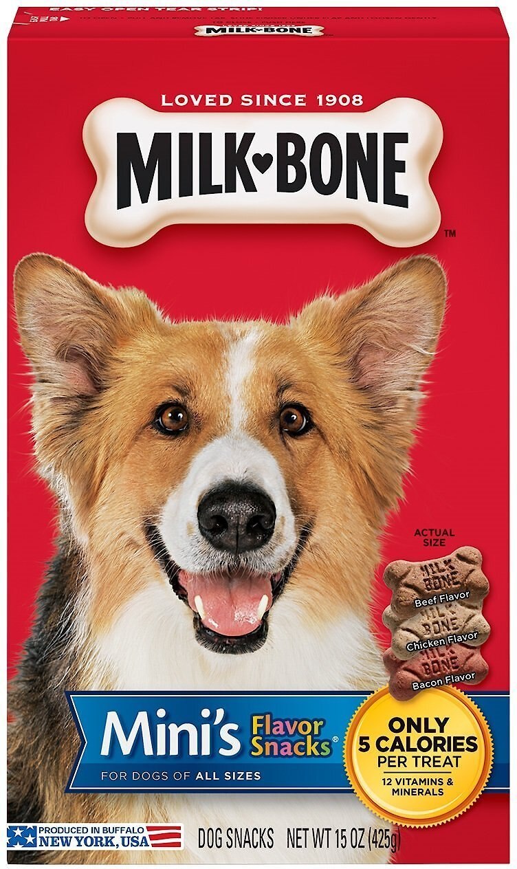 MILK-BONE Mini's Flavor Snacks Beef, Chicken & Bacon Flavored Biscuit ...