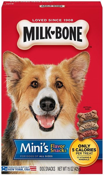 MILK-BONE Mini's Flavor Snacks Beef, Chicken & Bacon Flavored Biscuit ...