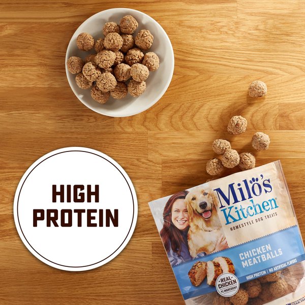 MILO'S KITCHEN Chicken Meatballs Dog Treats, 18-oz bag - Chewy.com