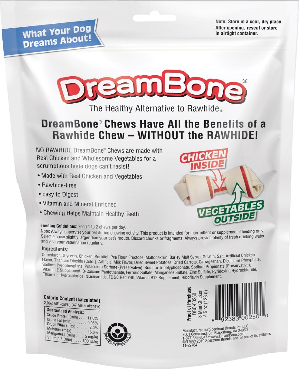 DREAMBONE Mini Chicken Chew Bones Dog Treats, 8 count - Chewy.com