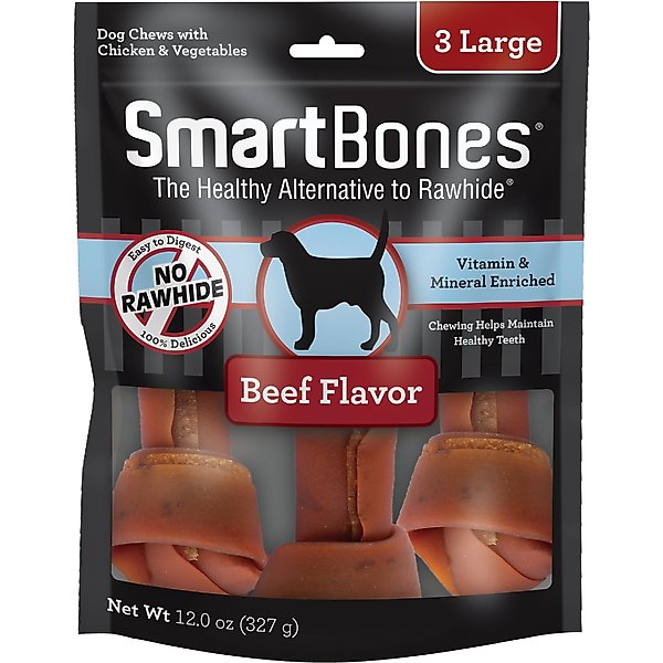 SMARTBONES Mini Beef Chew Bones Dog Treats, 48 count - Chewy.com