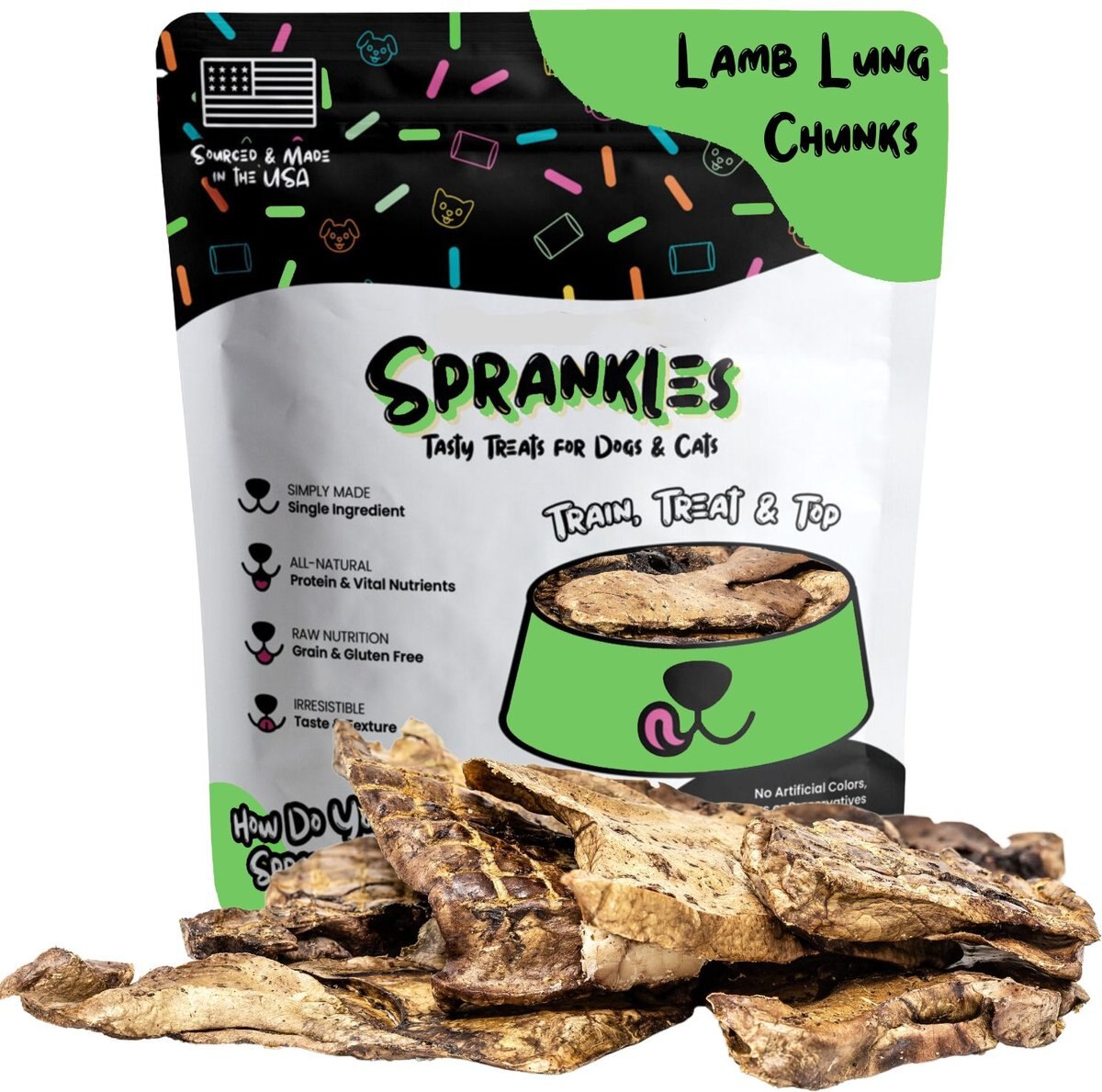 SPRANKLES Lamb Lungs Dehydrated Dog Treats, 7-oz bag - Chewy.com