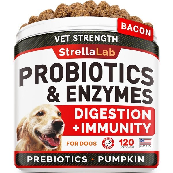 STRELLALAB Vet Strength Probiotics & Digestive Enzymes Fiber Chew ...
