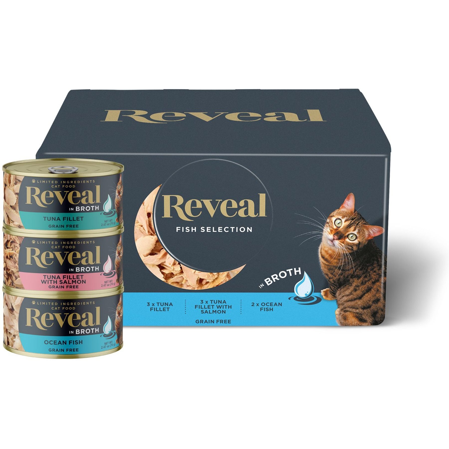 REVEAL Natural Fish in Broth Variety Pack Grain-Free Wet Cat Food, 2.47 ...