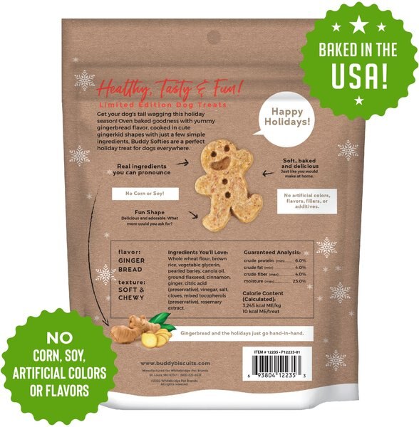 BUDDY BISCUITS Buddy Softies Holiday Treats Gingerbread Flavor Soft ...