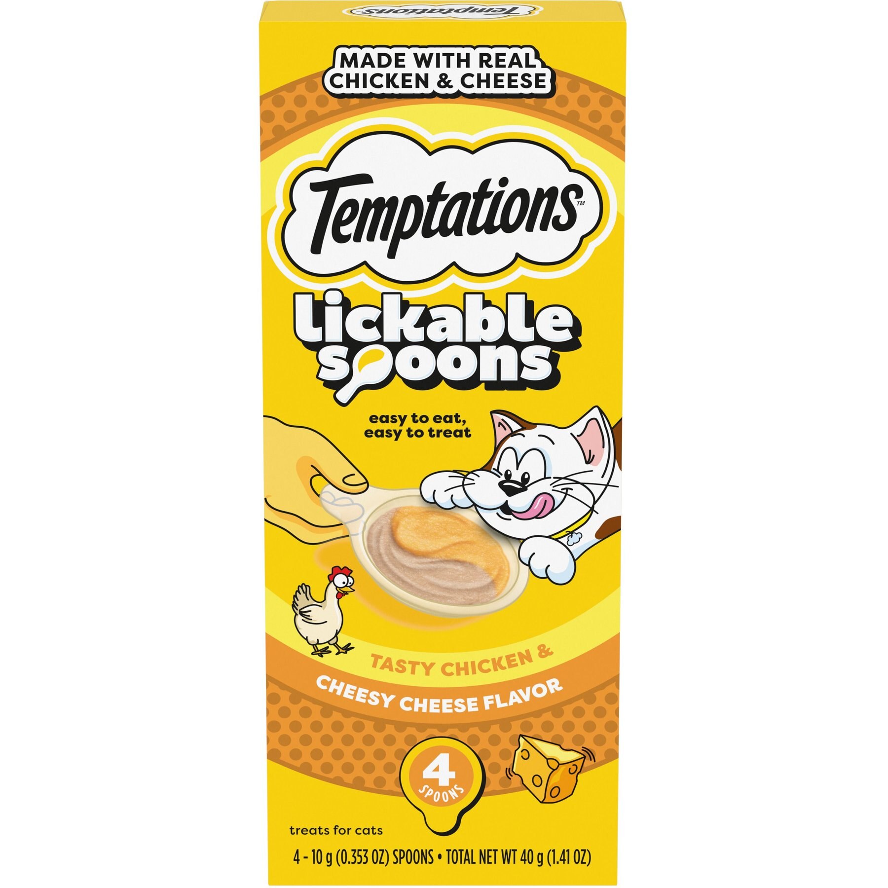 TEMPTATIONS Lickable Spoons Tasty Chicken & Cheesy Cheese Cat Lickable ...