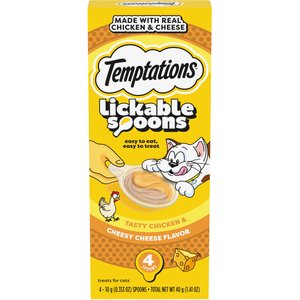 TEMPTATIONS Lickable Spoons Tasty Chicken & Cheesy Cheese Cat Lickable ...