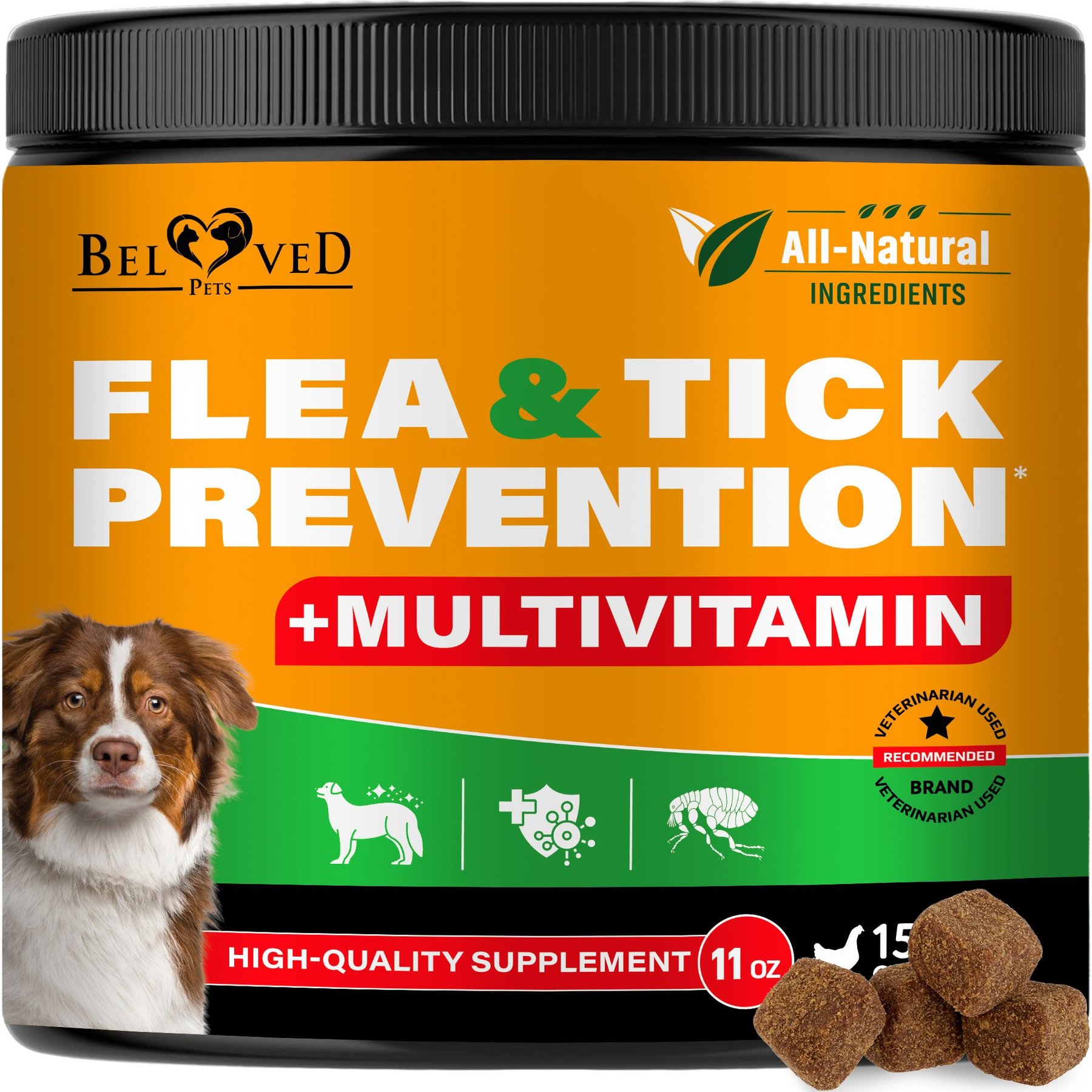 BELOVED PETS Flea & Tick Treatment + Complex Multivitamin Chicken ...