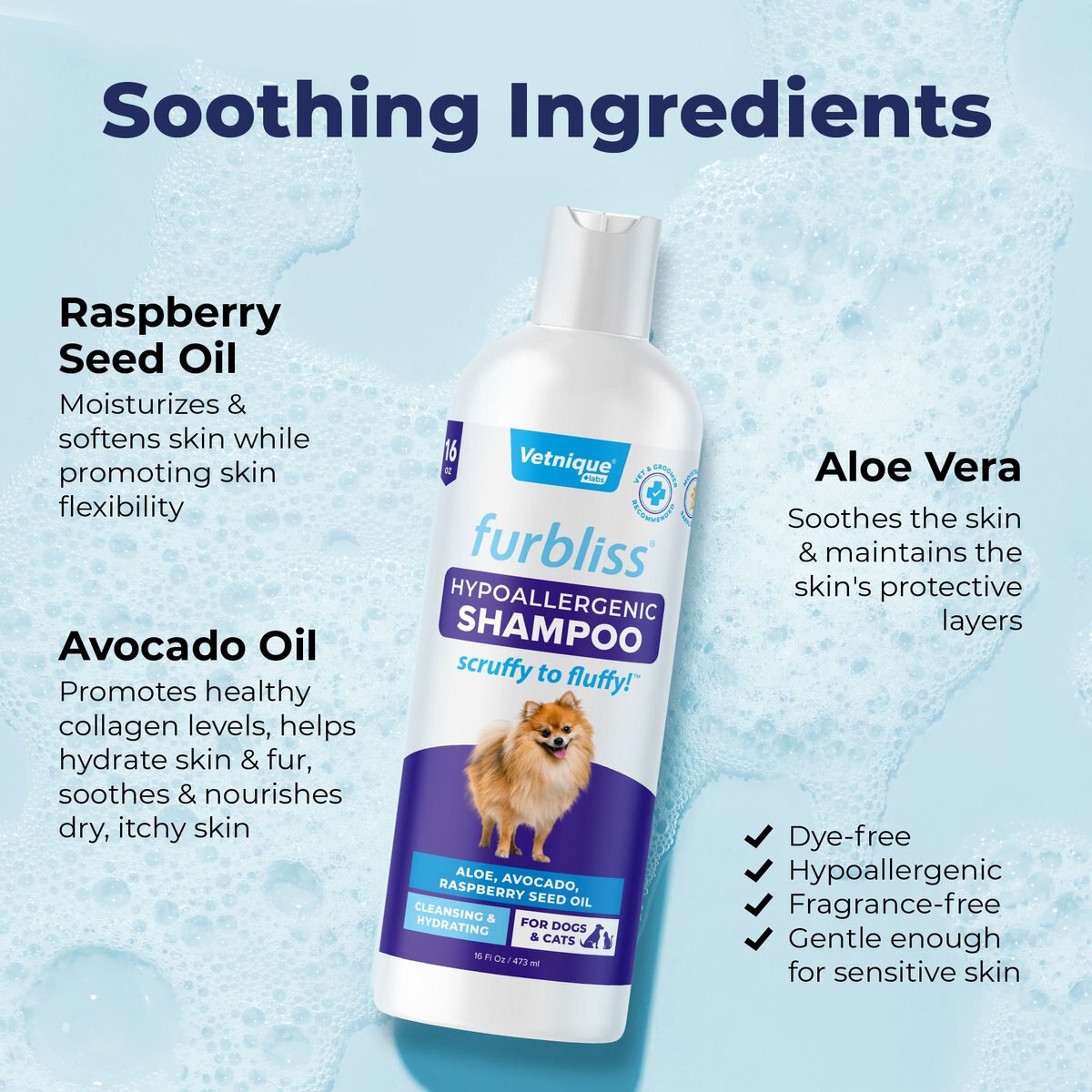 VETNIQUE LABS Furbliss Hypoallergenic Sensitive Skin Dog & Cat Shampoo ...
