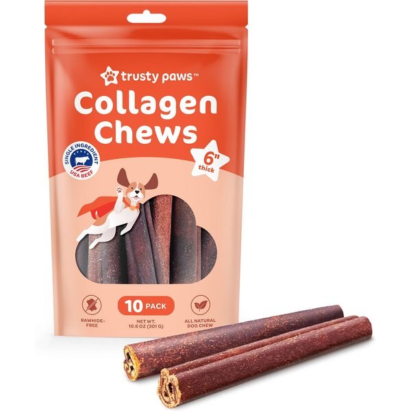 TRUSTY PAWS USA Beef Collagen Sticks Thick Jerky Dog Treats, 10 count ...
