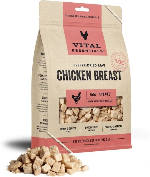VITAL ESSENTIALS Chicken Breast Grain-Free Freeze-Dried Raw Dog Treats ...