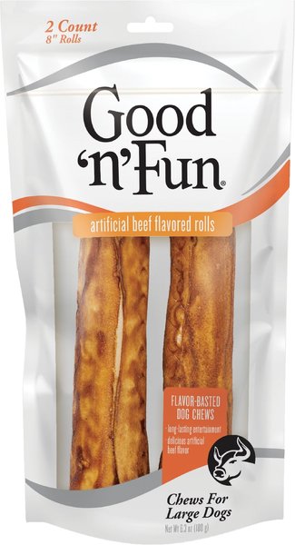 GOOD 'N' FUN Rolls Artificial Beef Flavor Large Dog Chews, 2 count ...