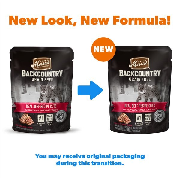 MERRICK Backcountry Grain-Free Morsels in Gravy Real Beef Recipe Cuts ...