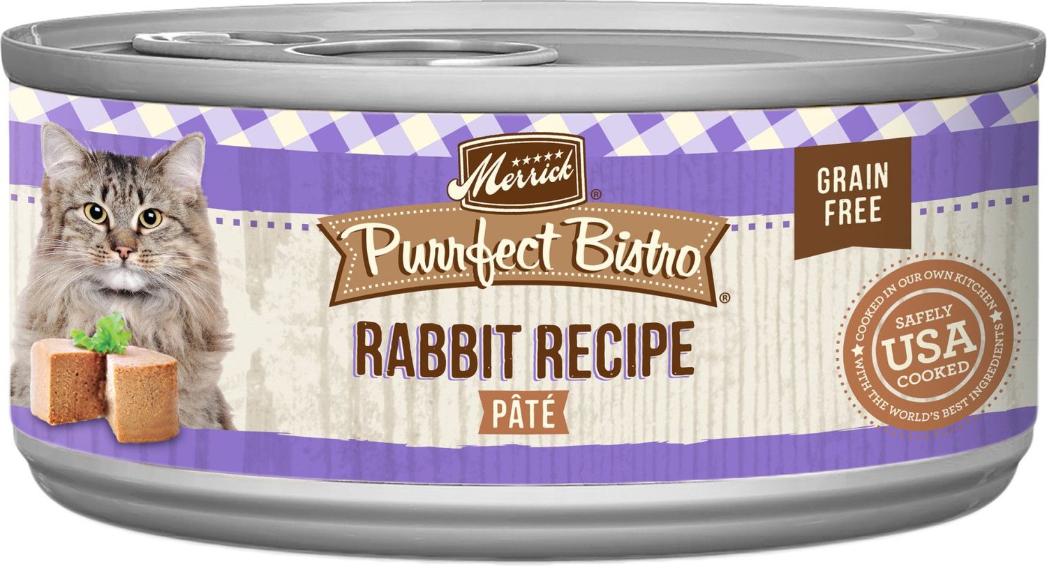 MERRICK Purrfect Bistro Rabbit Pate Grain-Free Canned Cat Food, 5.5-oz ...