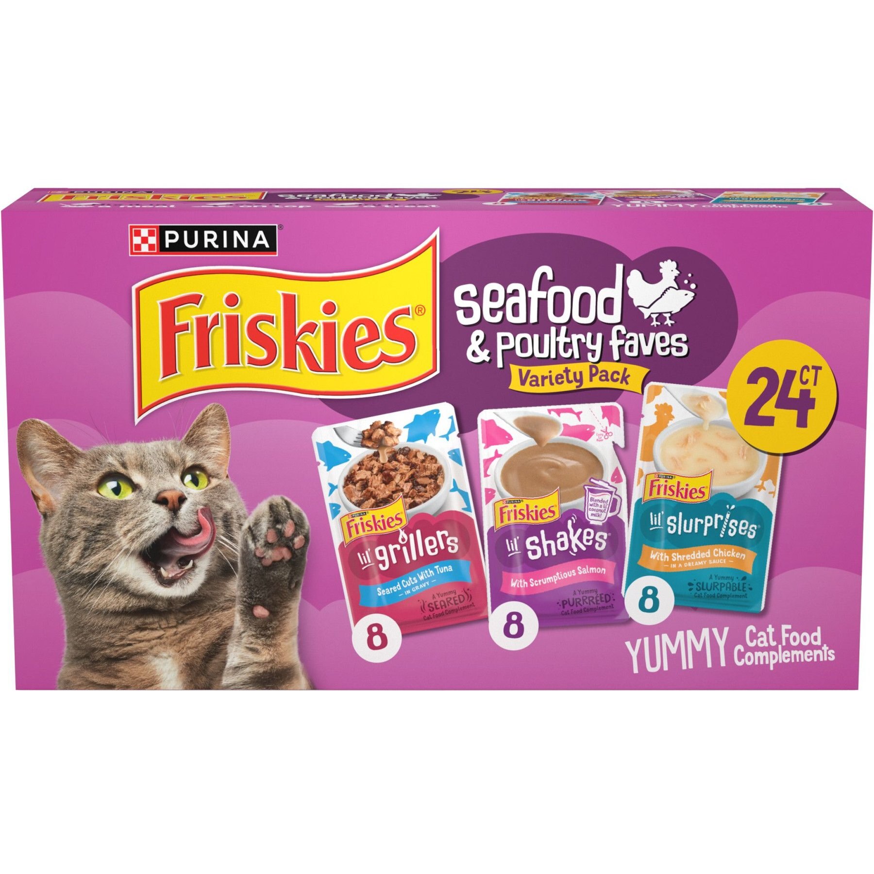 FRISKIES Seafood & Poultry Variety Pack Lickable Gravy Cat Food ...