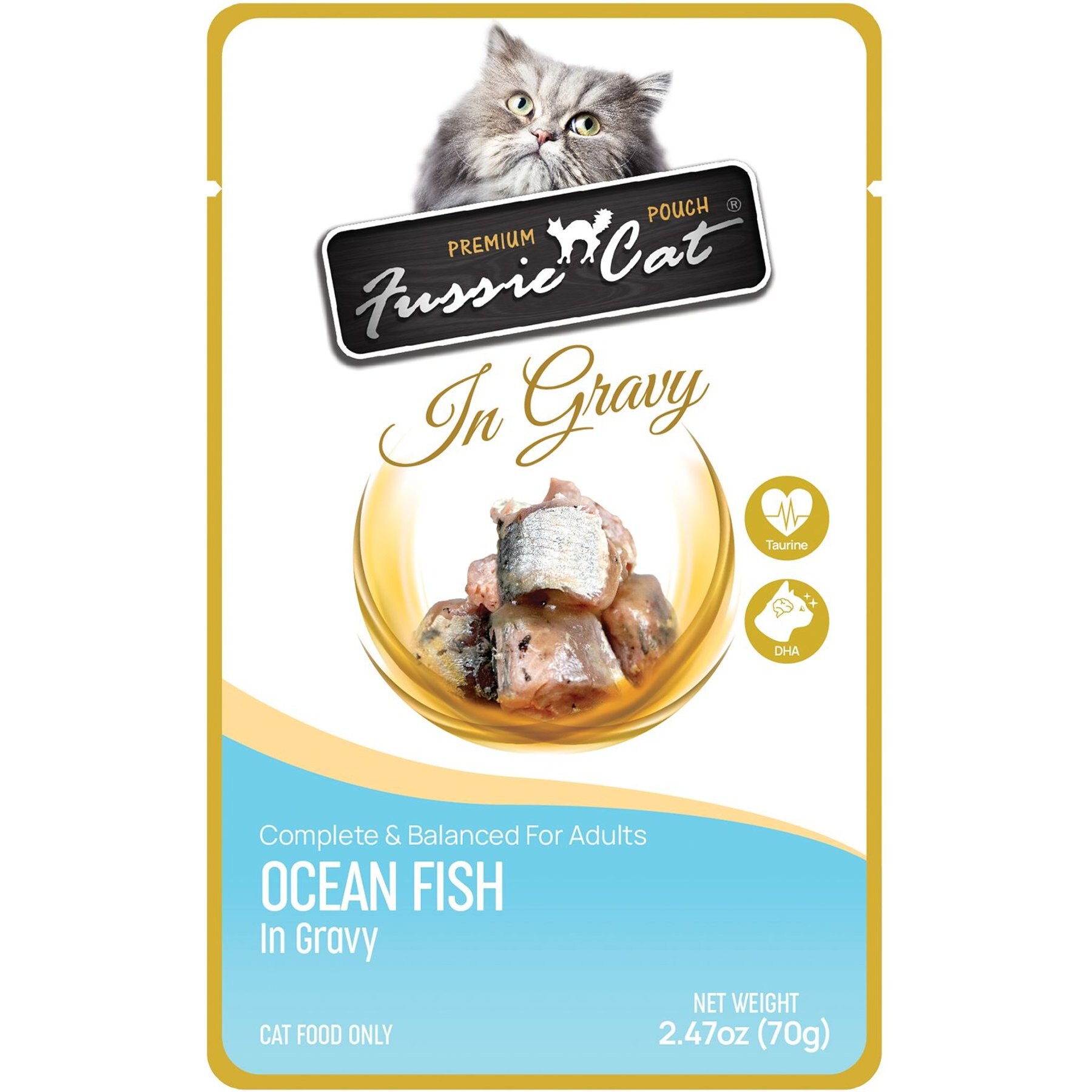FUSSIE CAT Premium Ocean Fish in Gravy Wet Cat Food, 2.47-oz pouch ...