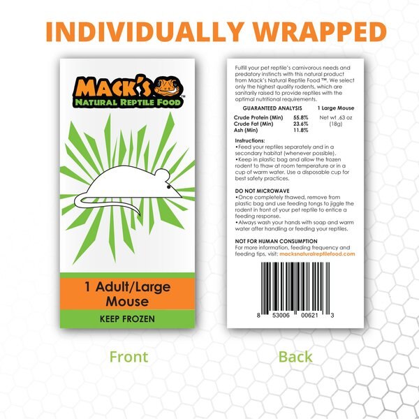 MACK'S NATURAL REPTILE FOOD Adult Mice Frozen Reptile Food, 10 count ...