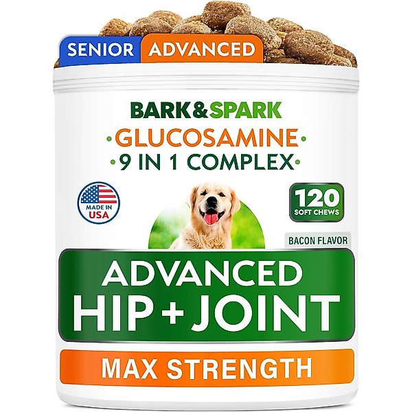 BARK&SPARK Glucosamine Hip & Joint Care Dog Chews Supplement, Omega ...