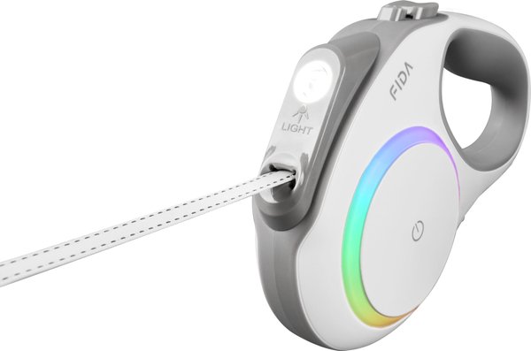 FIDA LED Lighted Retractable Dog Leash, 16-ft long, 7/16-in wide, White ...