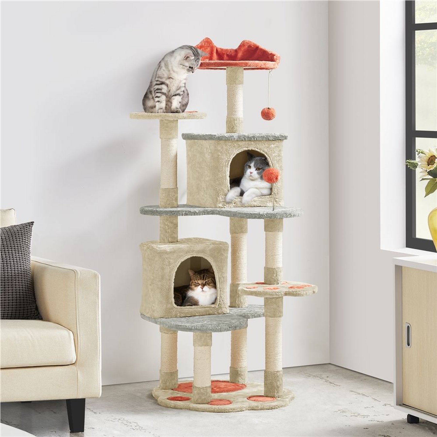 YAHEETECH Paw-Shaped Play Cat Tower, 57.5-in - Chewy.com