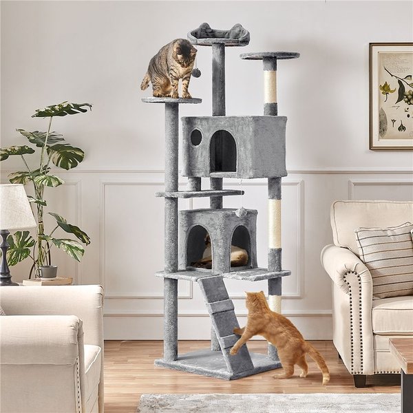 YAHEETECH Cat Scratching Tree, 80-in, Light Gray - Chewy.com