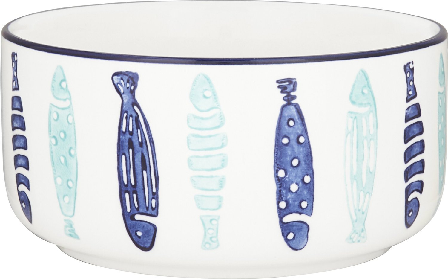 SIGNATURE HOUSEWARES Coastal Fish Non-Skid Ceramic Cat Bowl, 3-cup ...