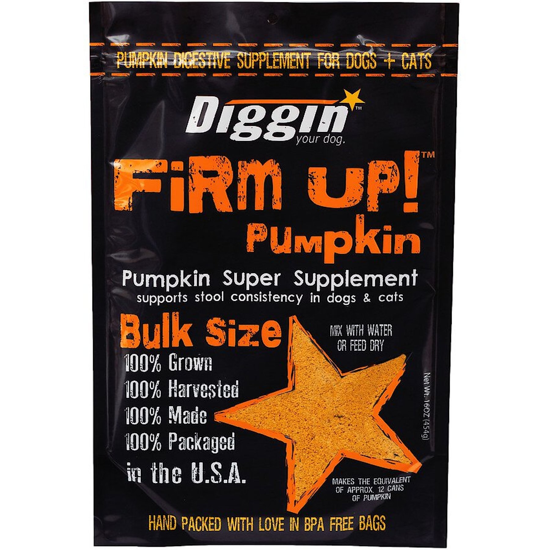 DIGGIN' YOUR DOG Firm Up! Pumpkin Super Dog & Cat Supplement, 16-oz bag ...