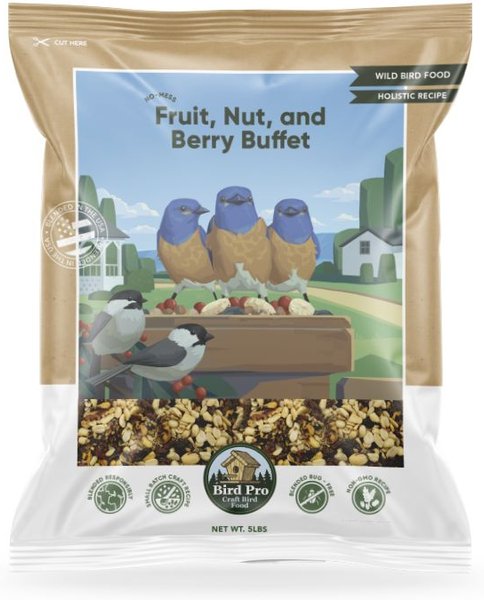 BIRD PRO No-Mess Fruit, Nut, & Berry Buffet Holistic Bird Food, 5-lb ...