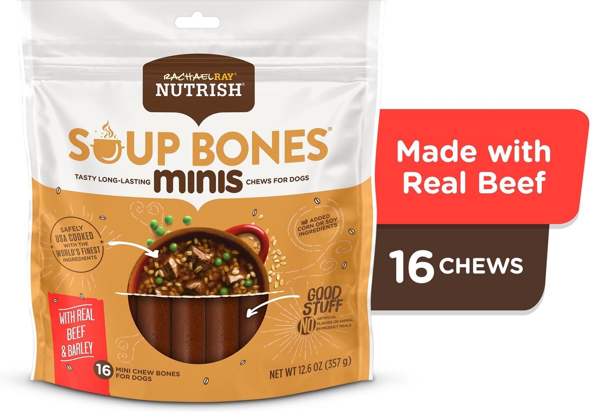RACHAEL RAY NUTRISH Soup Bones Minis with Real Beef & Barley Chews Dog ...