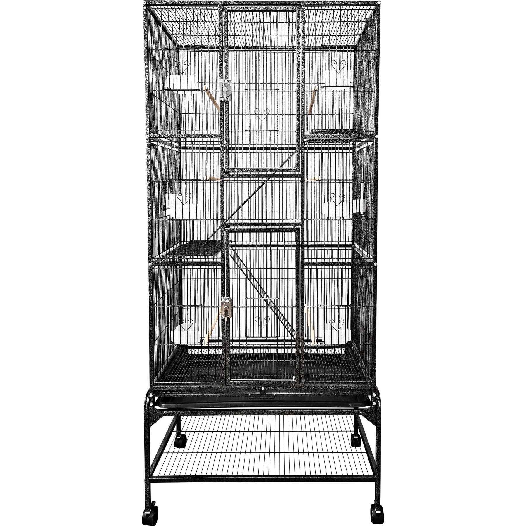 A&E CAGE COMPANY Multi-Level Flight Bird Cage with Ladders, Black, 32 x ...