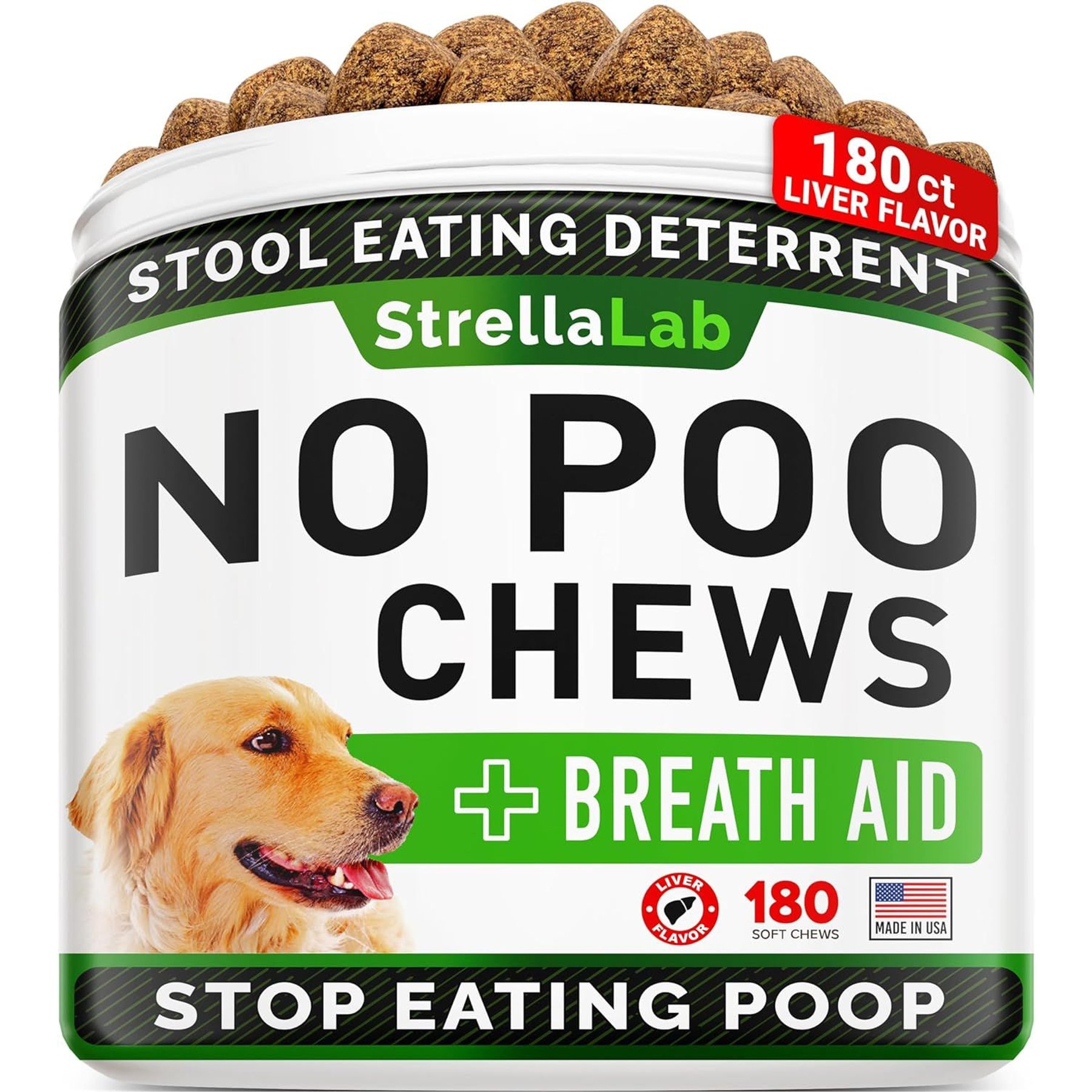 STRELLALAB No Poo Coprophagia Stool Eating Deterrent Chew Supplement ...
