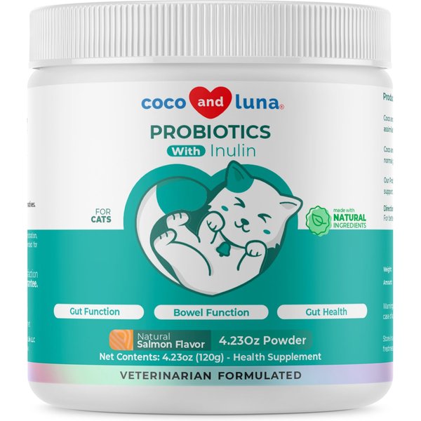 COCO AND LUNA Probiotics with Inulin Stomach & Digestion Powder Probiotic Supplement for Cats ...