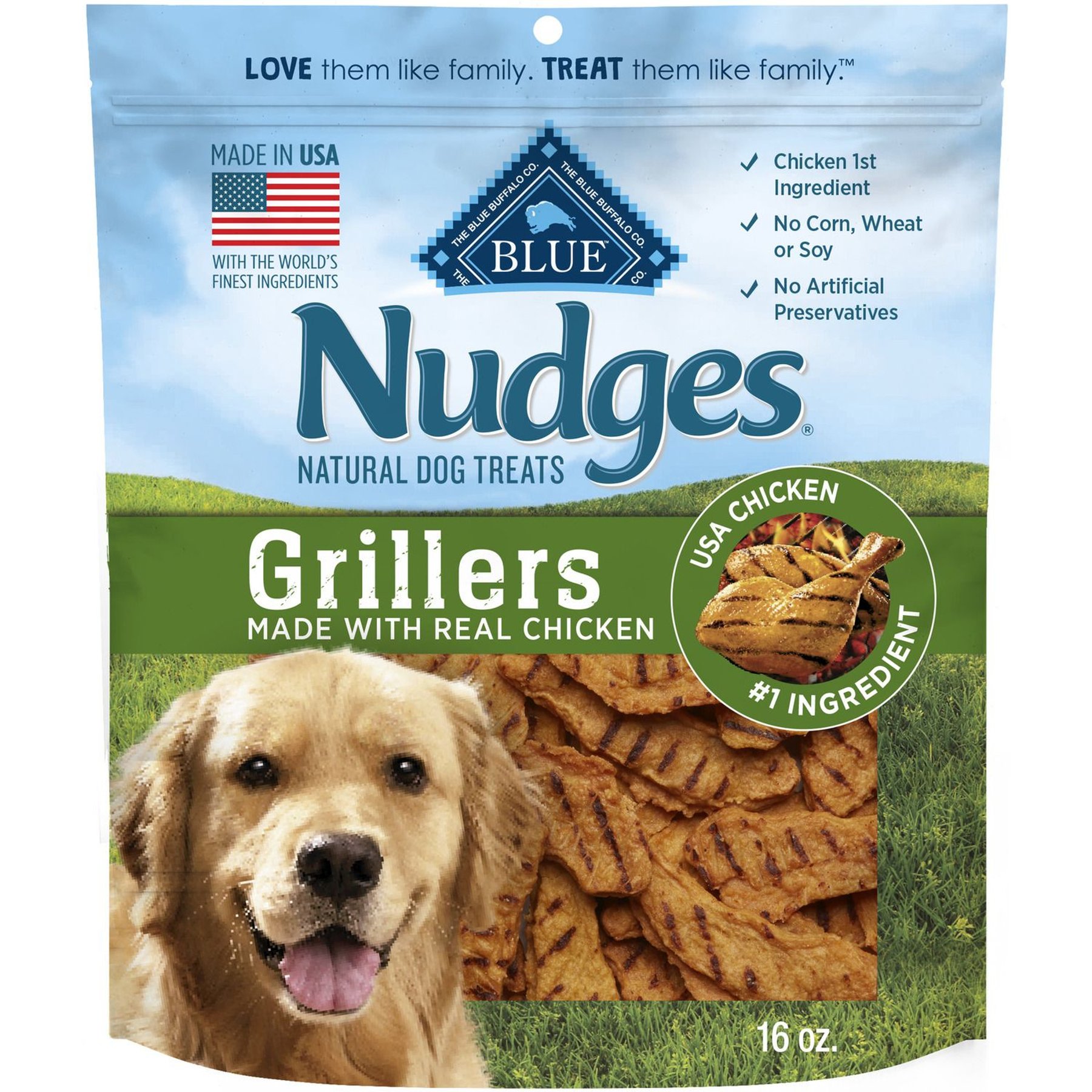 BLUE BUFFALO Nudges Grillers Chicken Dog Treats, 16-oz bag - Chewy.com