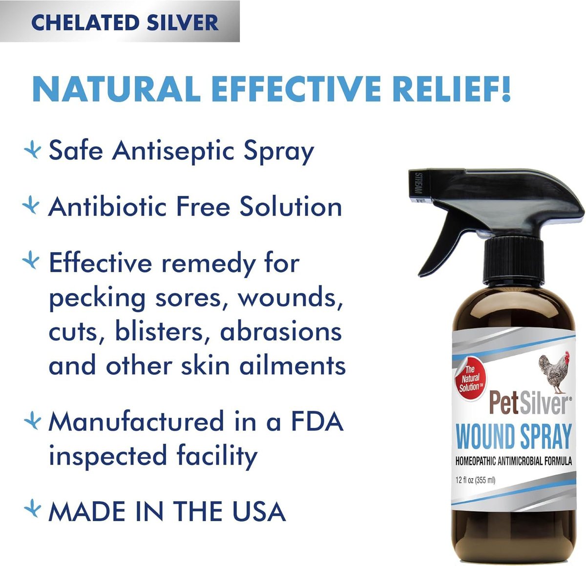 PETSILVER Chicken & Bird Wound Spray, 12-oz bottle - Chewy.com