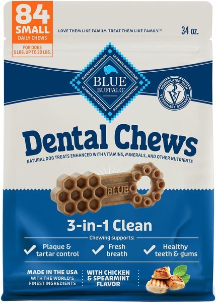BLUE BUFFALO Dental Bones Small Dental Chew Dog Treats, 84 count ...