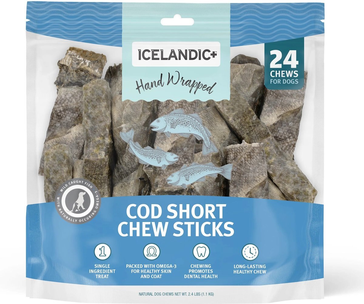 ICELANDIC+ Cod Skin 5-inch Hand Wrapped Natural Dog Chew, 24 count - Chewy.com