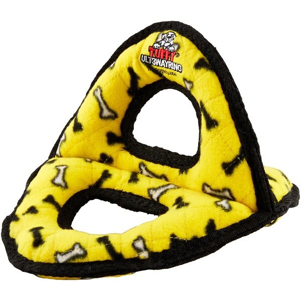 TUFFY'S Ultimate Ring Squeaky Plush Dog Toy, Yellow Bones - Chewy.com