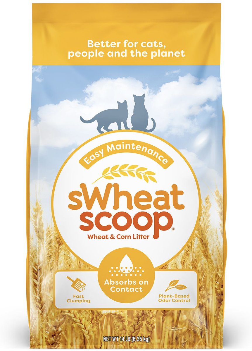 SWHEAT SCOOP Easy Maintenance Natural Clumping Wheat & Corn Cat Litter ...