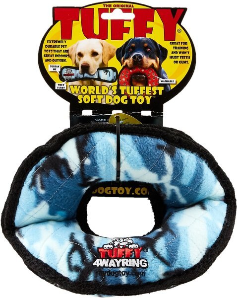 TUFFY'S Ultimate 4-Way Ring Squeaky Plush Dog Toy, Camo Blue - Chewy.com
