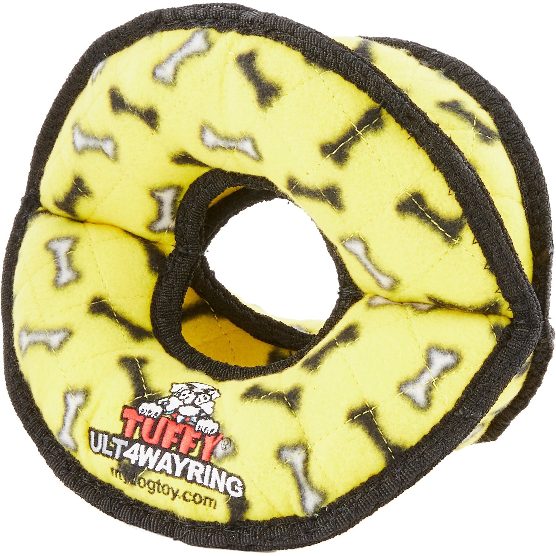 TUFFY'S Ultimate 4-Way Ring Squeaky Plush Dog Toy, Yellow Bones - Chewy.com