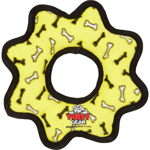 TUFFY'S Ultimate 4-Way Ring Squeaky Plush Dog Toy, Yellow Bones - Chewy.com